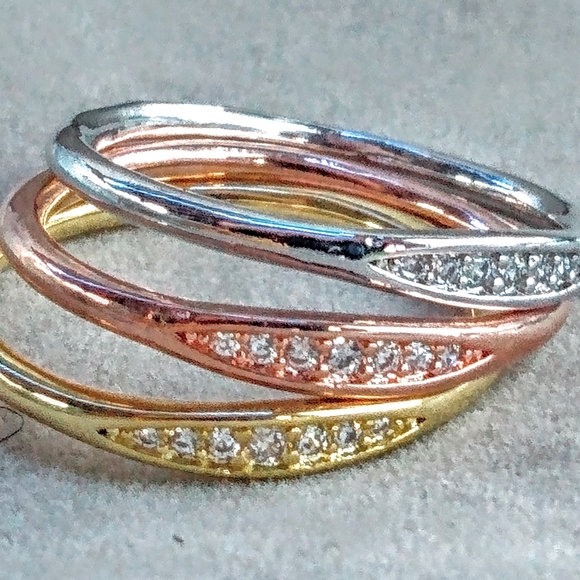 Jewelry | Pave Diamond Cz Stackable 18k Gold Rose Ring | Poshmark